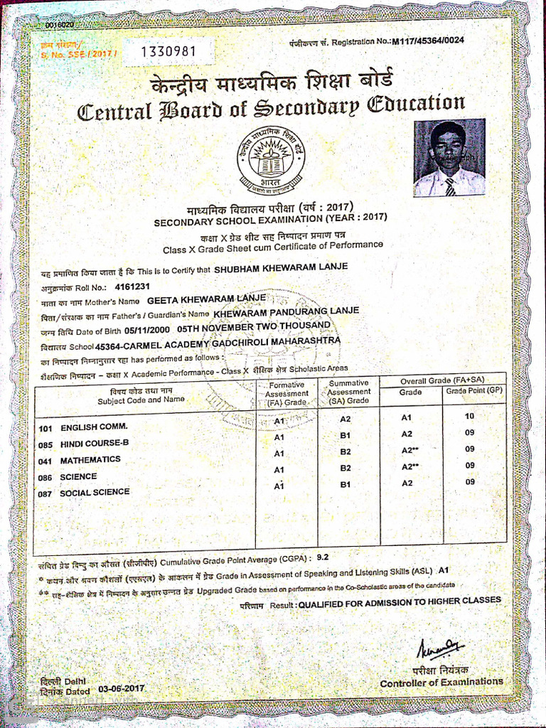 SSC Marksheet | PDF
