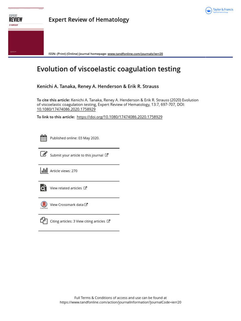 Evolution of Viscoelastic Coagulation Testing | PDF | Coagulation ...