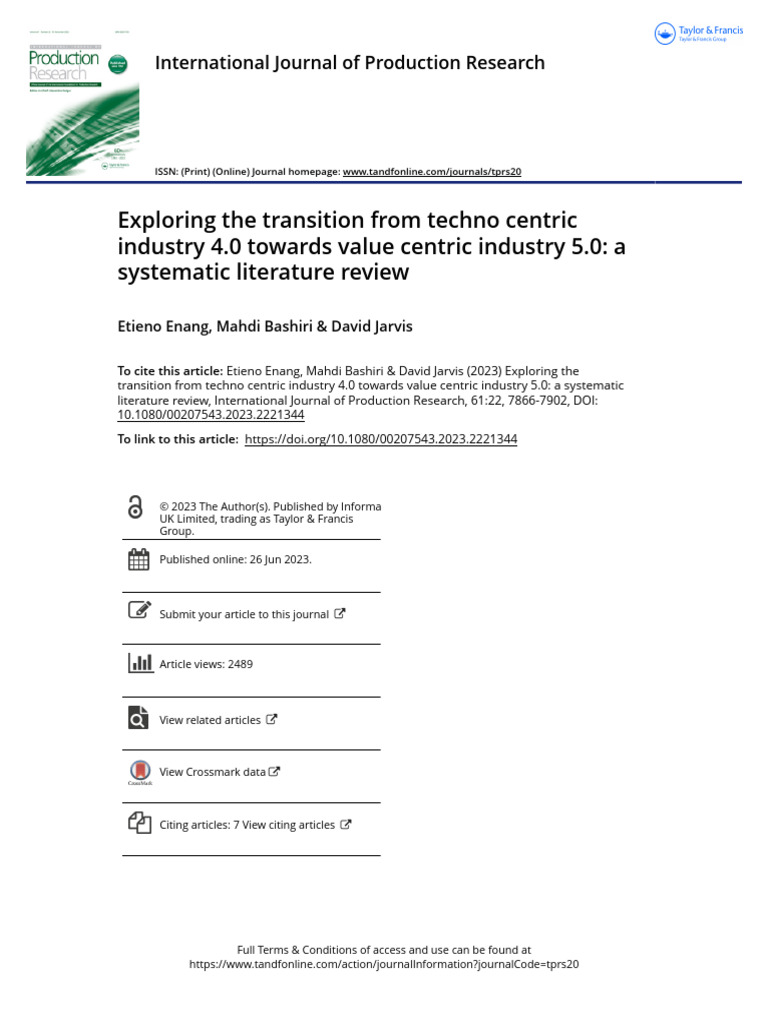 Exploring The Transition From Techno Centric Industry 4.0 Towards Value ... Exploring The Transition From Techno Centric Industry 4.0 Towards Value ...