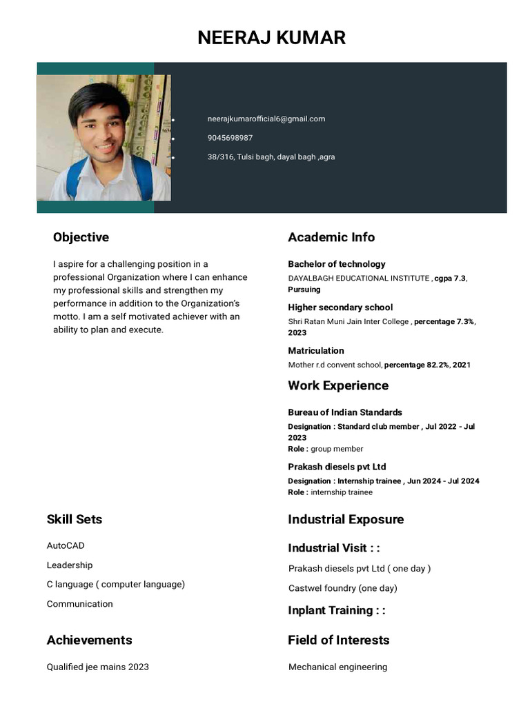 Neeraj Kumar Resume-Compressed | PDF | Learning | Behavior Modification