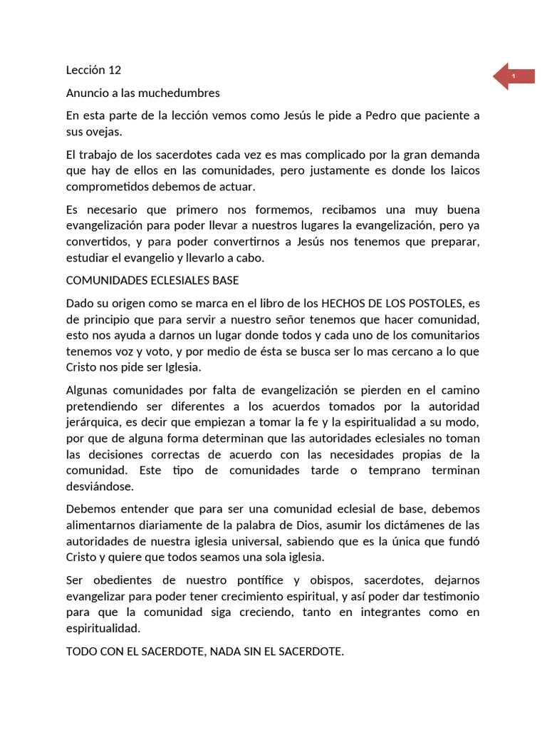 Lección 12 | PDF | Cristo (título) | Iglesia Católica