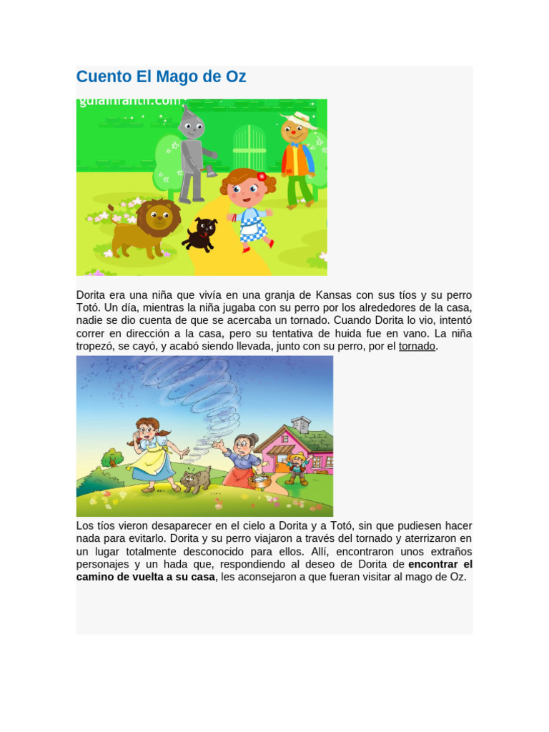 Cuento El Mago de Oz Ilustrado | PDF | Wizard Of Oz (Personaje)