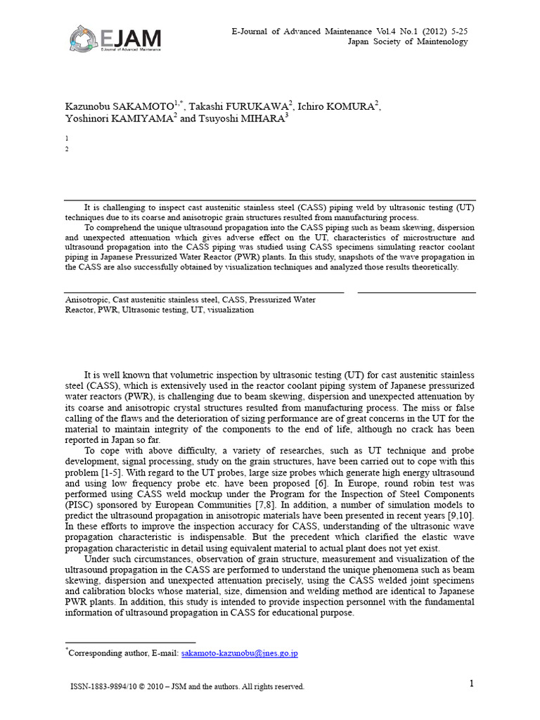 Ultrasound in Cast Austenitic Steel | PDF | Waves | Ultrasound