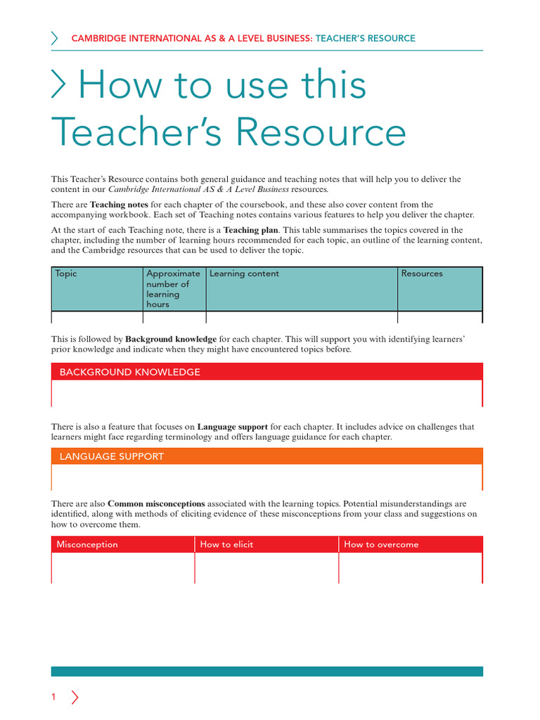 ASAL Business TR How To Use This Resource | PDF | Learning | Worksheet