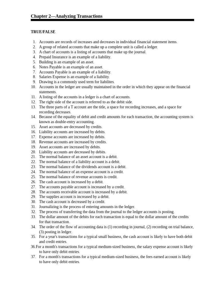 Chapter 2 - ANALYZING TRANSACTION-Exercises | PDF | Debits And Credits ...