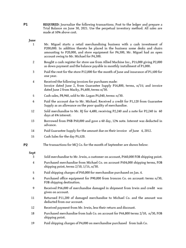 Merchandising Problems 2 | PDF | Expense | Debits And Credits
