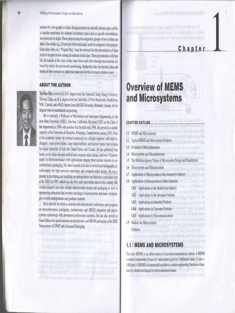 MEMS and Microsystems Design and Manufacture, Hsu, Tai Ran. | PDF | Integrated Circuit | Sensor