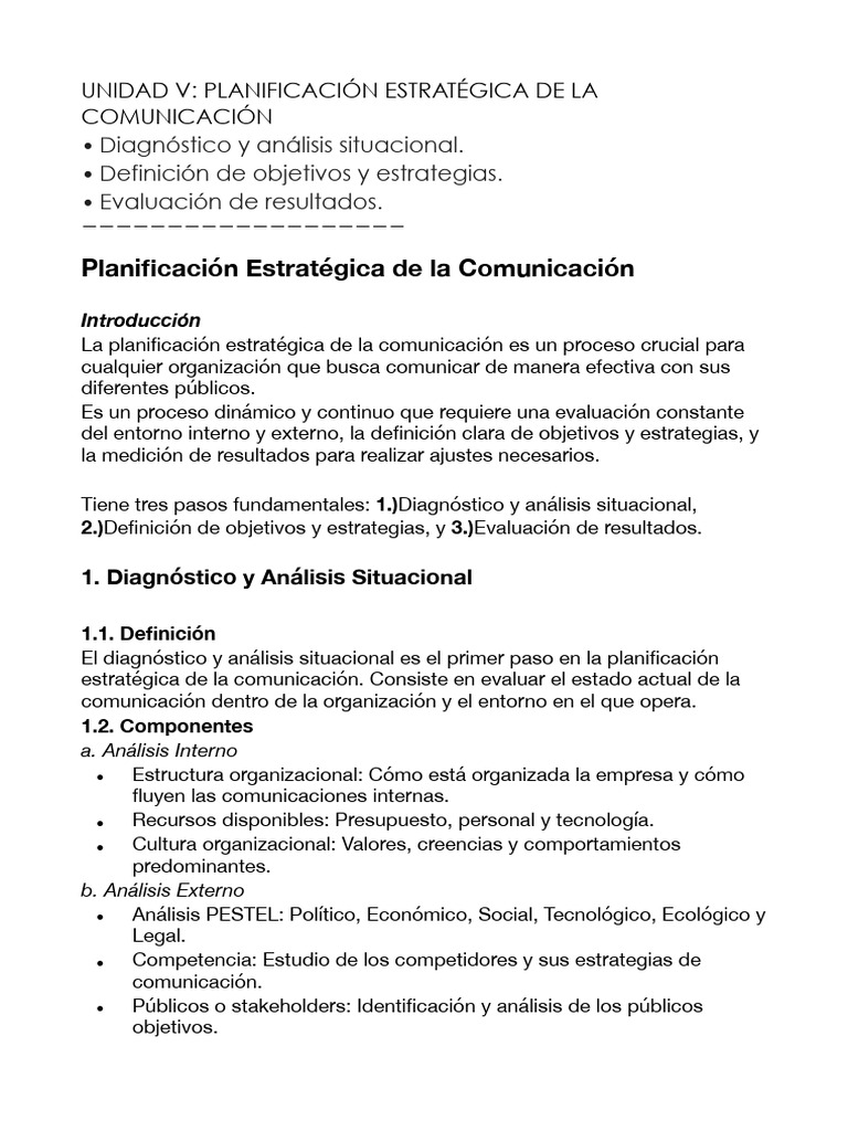 CO - Unidad V - PLAN ESTR | PDF | Análisis FODA | Planificación
