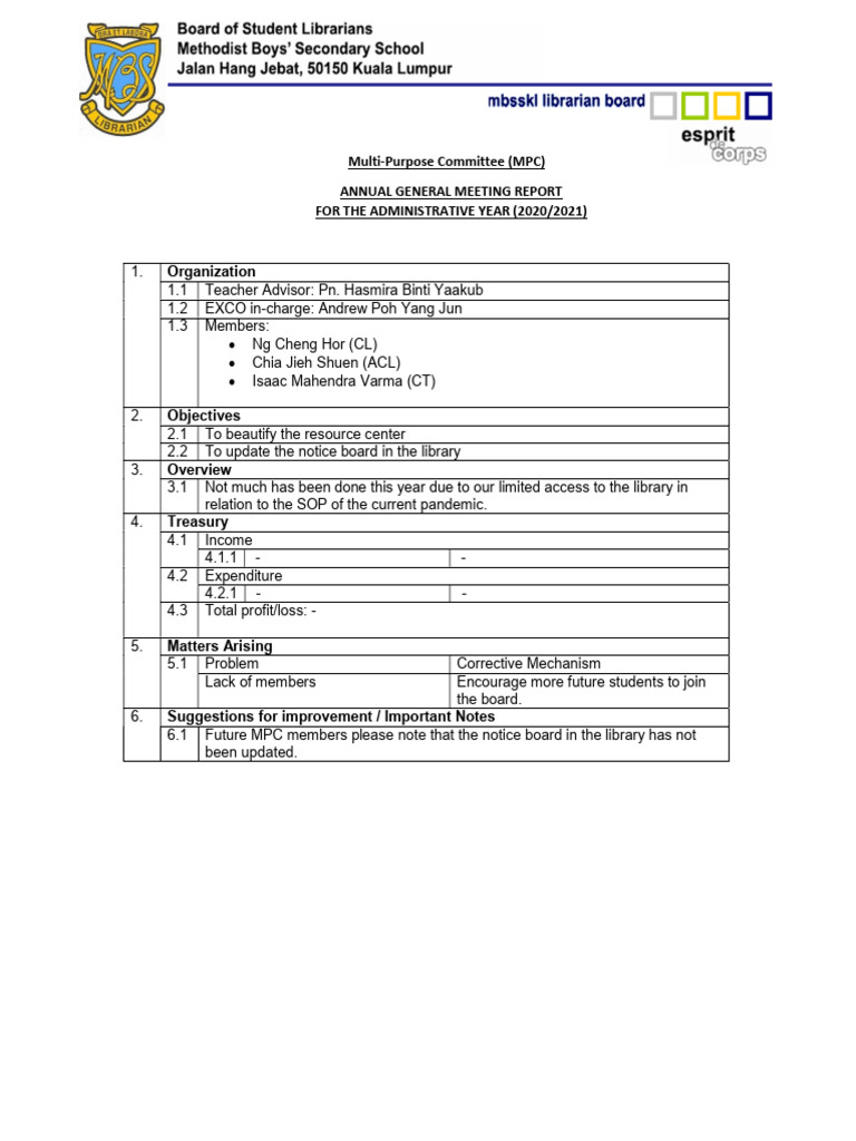 MPC AGM Report 2021 | PDF