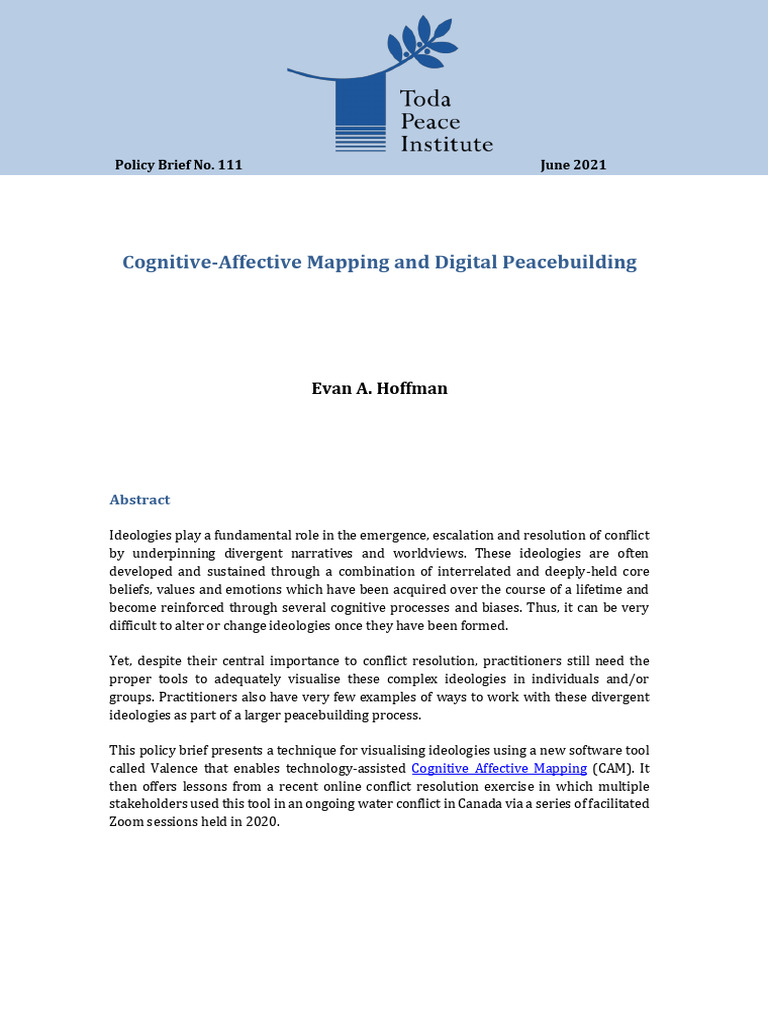 Cognitive-Affective Mapping for Peacebuilding | PDF | Peacebuilding ...
