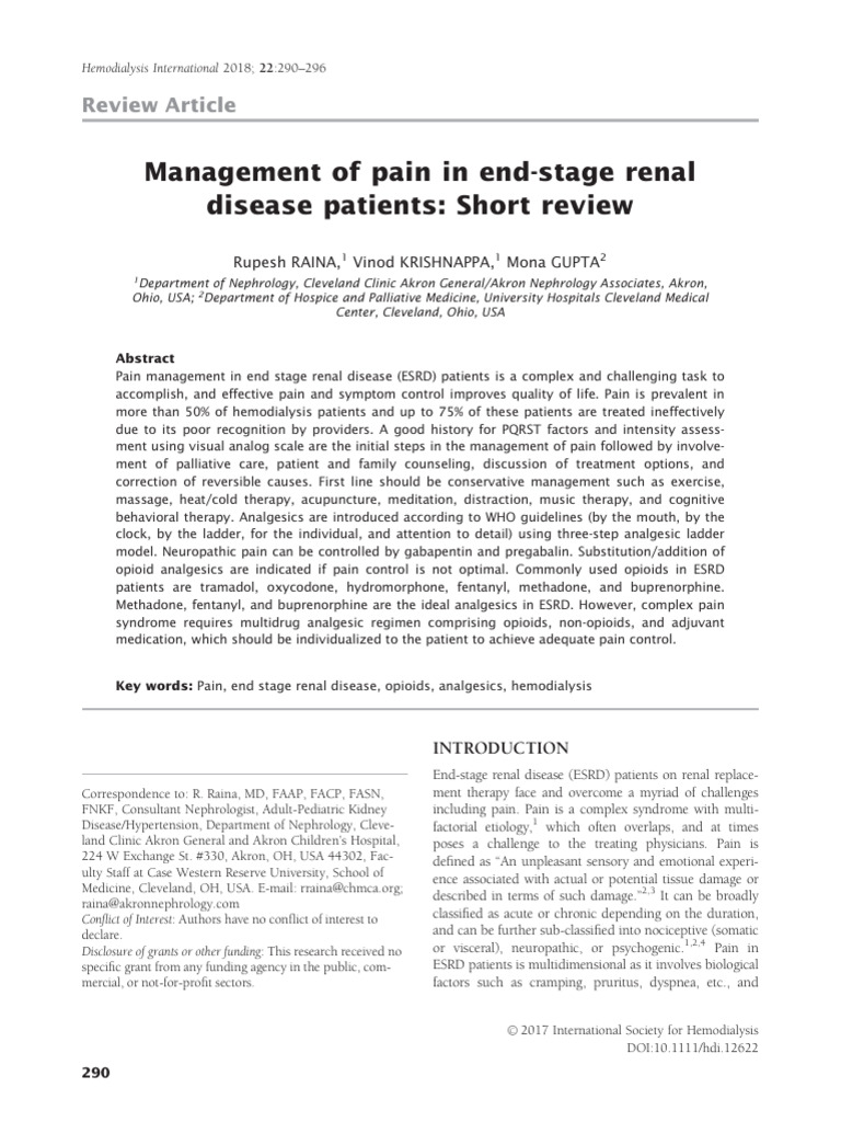 Hemodialysis International - 2017 - Raina - Management of pain in end ...
