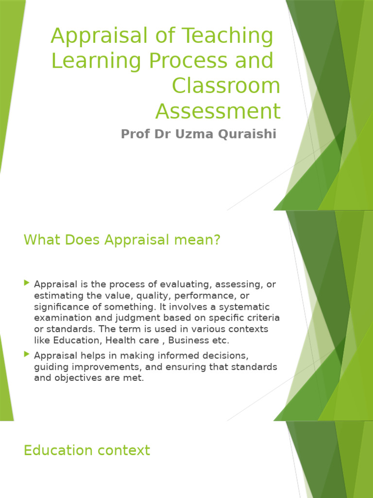 Appraisal of Teaching by Prof. Uzma Qurashi | PDF | Classroom Management | Teachers