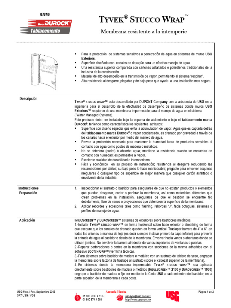 FICHA-TECNICA-TYVEK | PDF | Agua