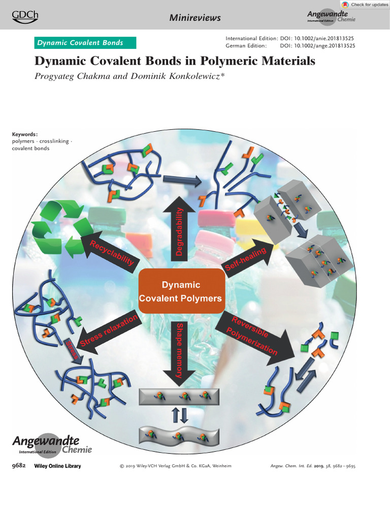 Dynamic Covalent Bonds In Polymers Pdf Chemical Reactions Polymers