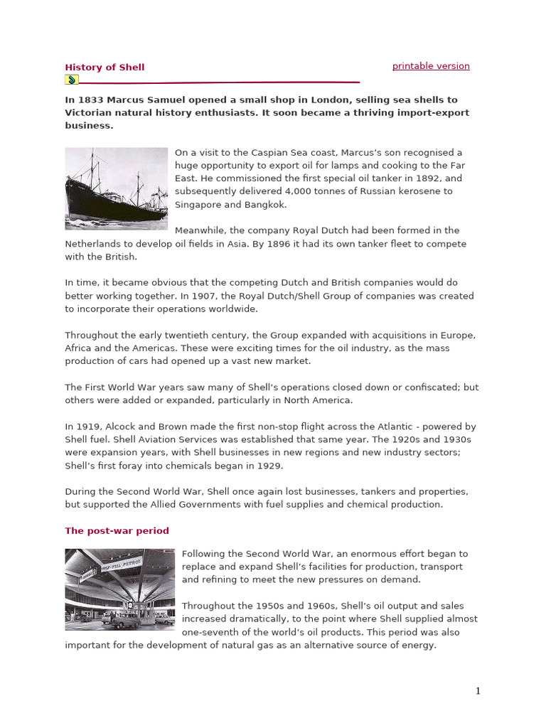 BUSINESS History of Shell | PDF | Natural Gas | Petroleum