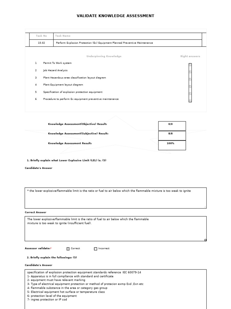 Validate Knowledge Assessment Hayder Thamer | PDF | Safety | Occupational Safety And Health