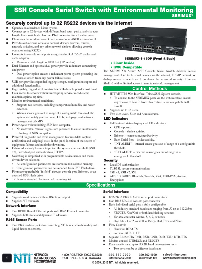 Nti Serimux S 16 Ds | PDF | Computer Network | Computing
