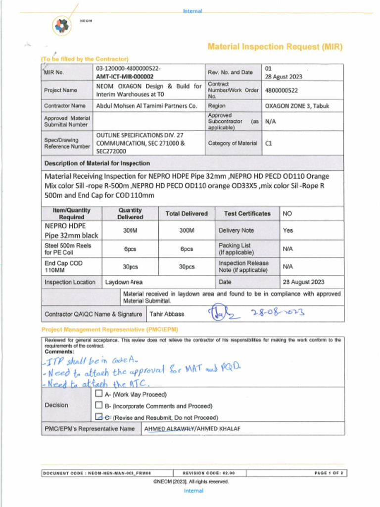 Material Inspection | PDF