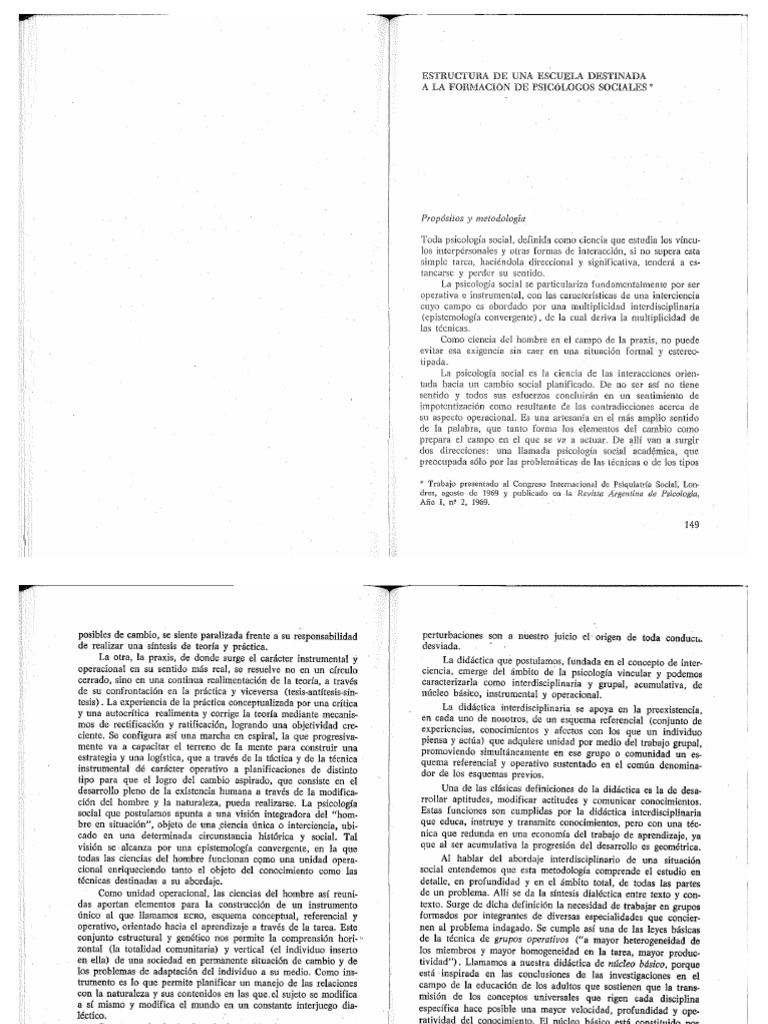 Pichon Riviere Enrique 2000 Estructura de Una Escuela Destinada A La ...