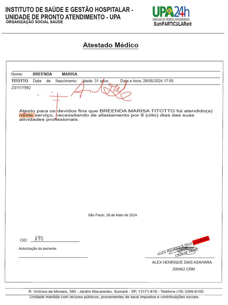 Atestado Editável Upa | PDF