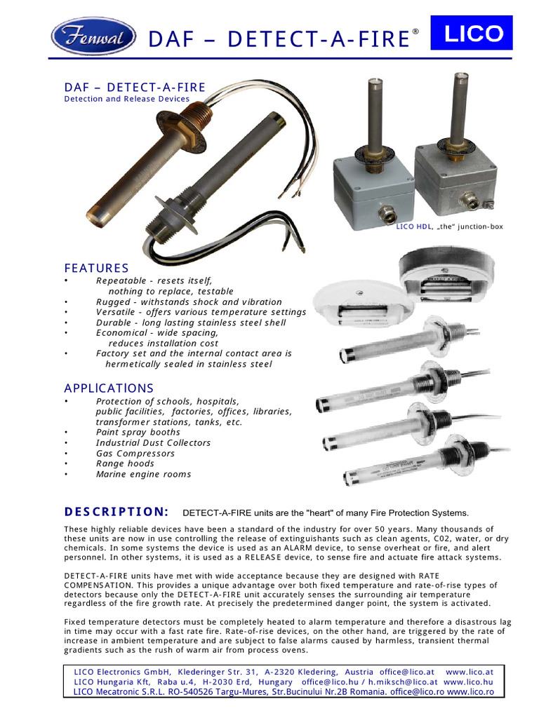 DAF – DETECT-A-FIRE® - PAF, Prevent-a-Fire, LICO, DAF, Detect-a | PDF ...
