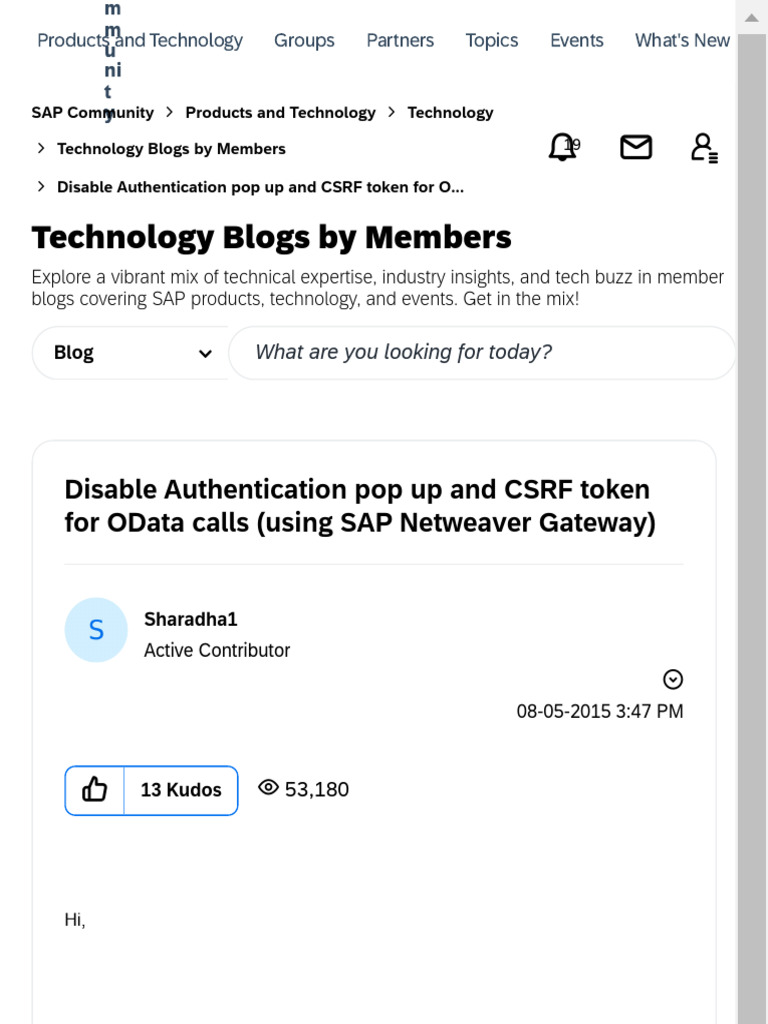 Disable Authentication Pop Up and CSRF Token For O... - SAP Community | PDF | Computing ...
