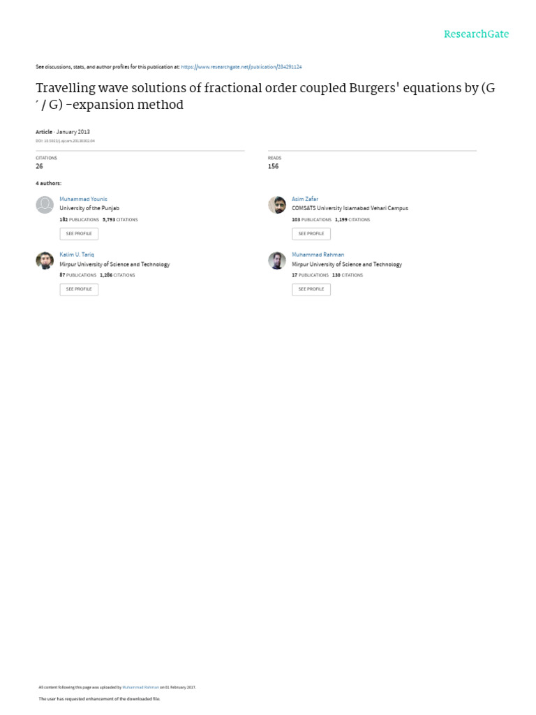 Travelling Wave Solutions of Fractional Order Coupled Burgers ...