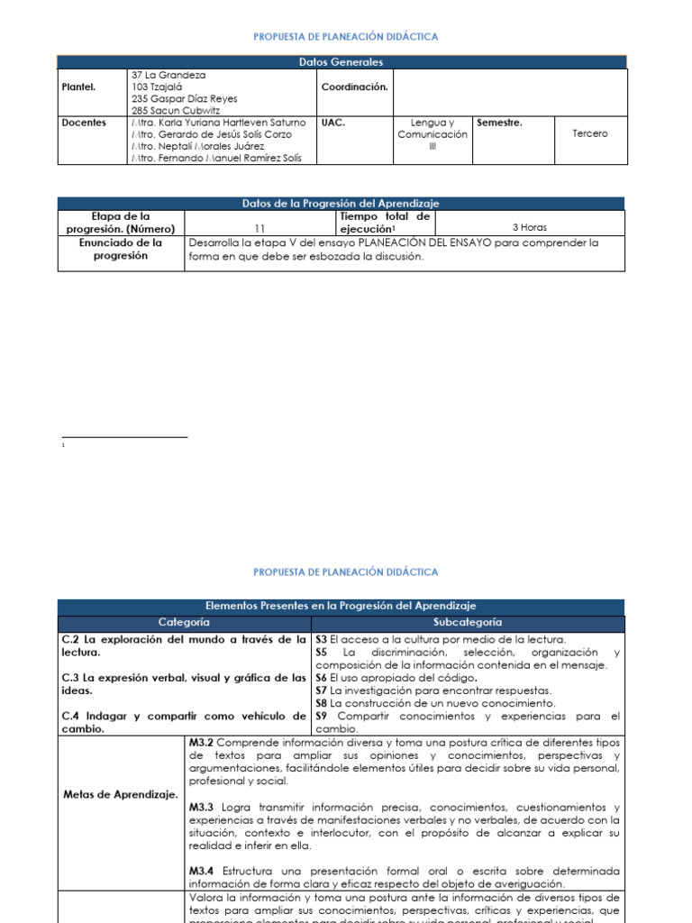 PD - Lengua y Comunicación III - PG11 | PDF | Aprendizaje | Ensayos