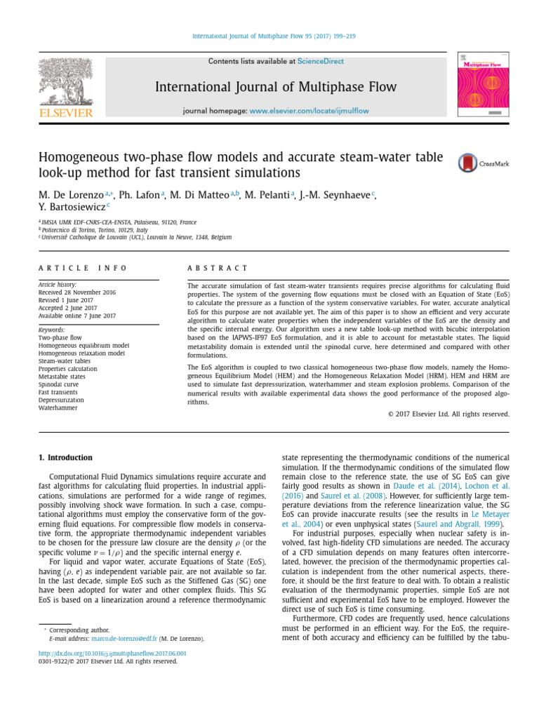 2017 Lorenzo Et Al Homogeneous Two Phase Flow Models And Accurate