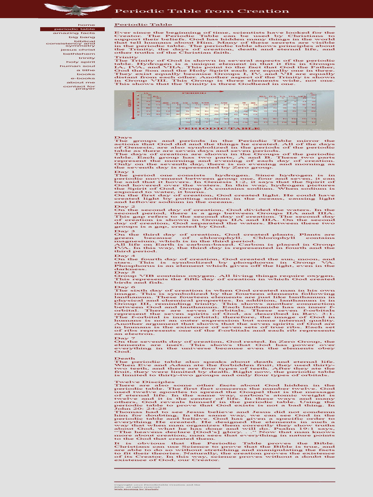 Periodic Table From Creation | PDF | Trinity | Genesis Creation Narrative
