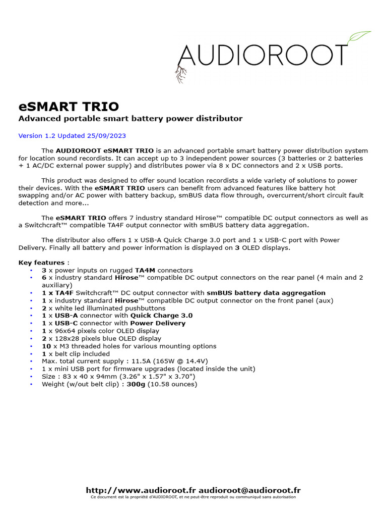 Audioroot Esmart Trio User Manual | PDF | Usb | Direct Current