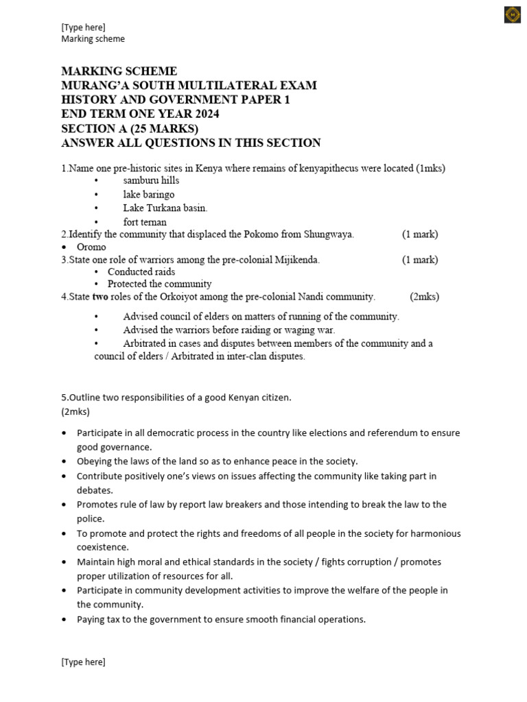 History F4T1 PP1 2024 MS | PDF | Politics