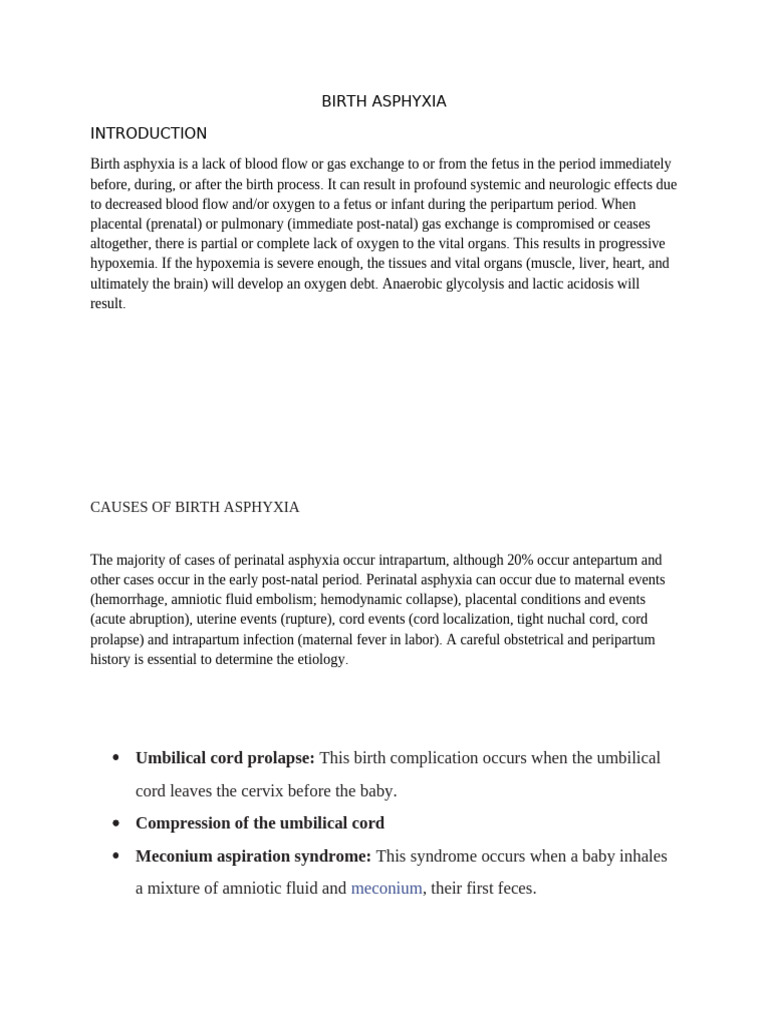 Birth Asphyxia | PDF | Childbirth | Pregnancy