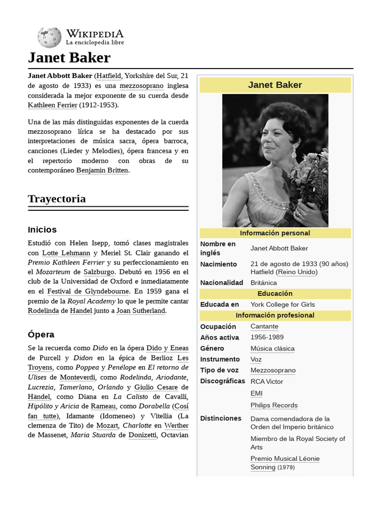 Janet Baker | PDF | Ópera | Músicos clásicos