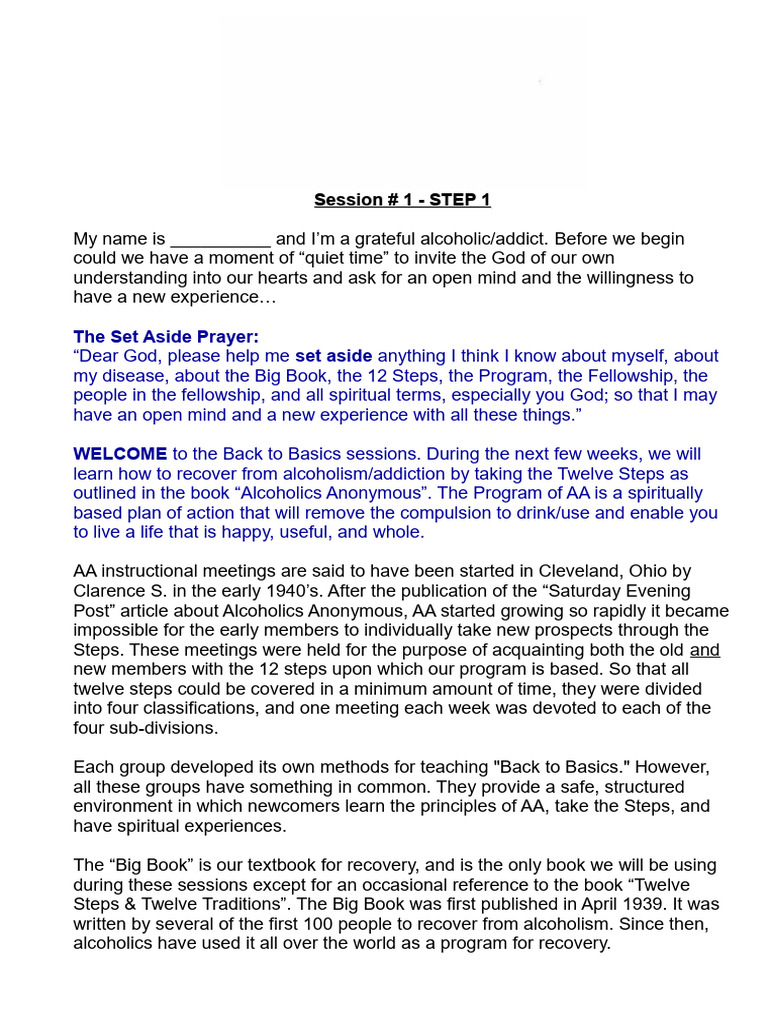 DRC Step 1 (2) FESILITATOR | PDF | Twelve Step Program | The Big Book (Alcoholics Anonymous)