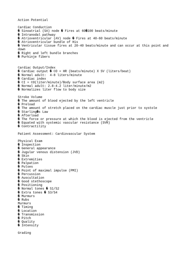 Cardio Notes | PDF | Coronary Artery Bypass Surgery | Heart
