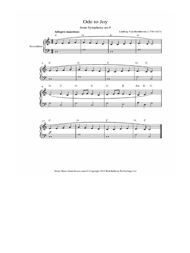 Beethoven - Ode To Joy (Beginners) Sheet Music | PDF