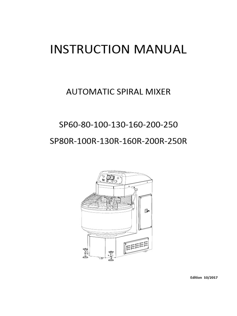 Automatic Spiral Mixer Manual | PDF | Pallet | Electrical Connector