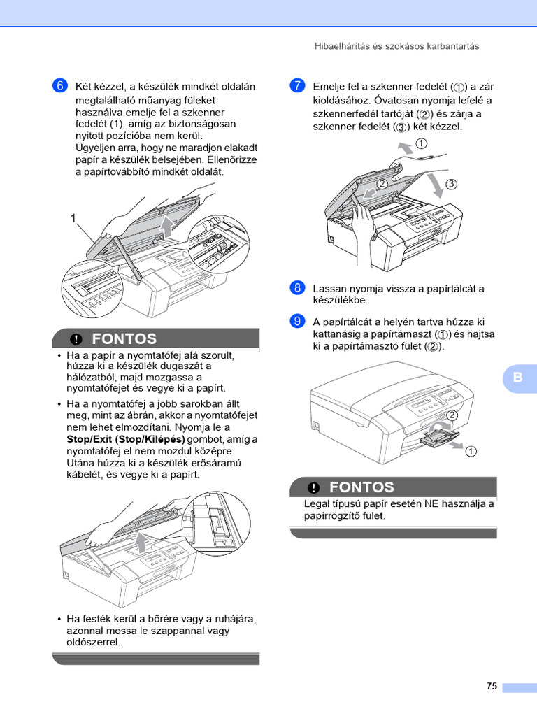 Fontos: Stop/Exit (Stop/Kilépés) Gombot, Amíg A | PDF