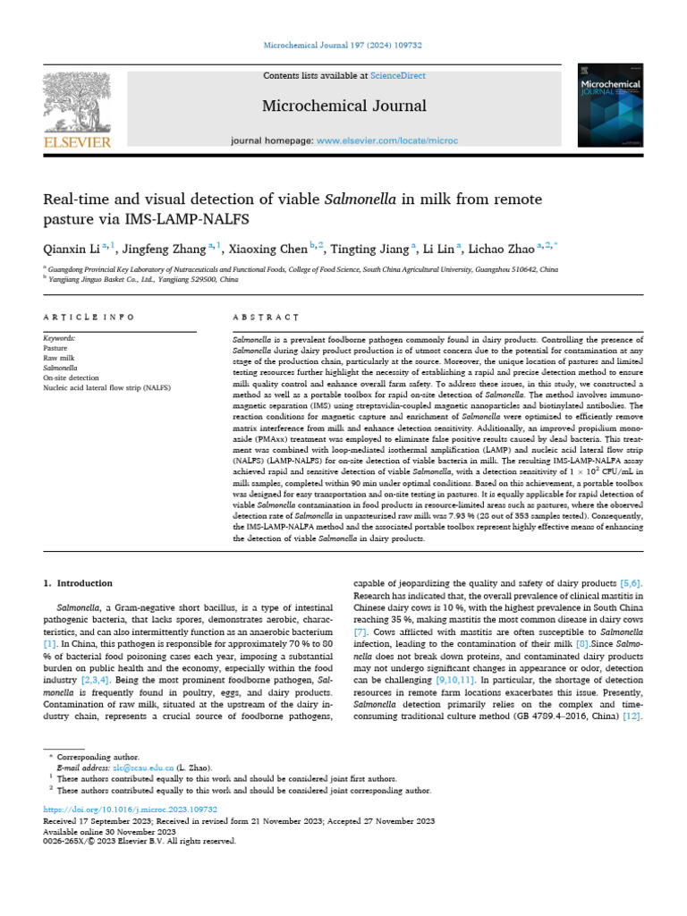 Li (2024) - Ims-Lamp Lfa | PDF | Polymerase Chain Reaction | Bacteria