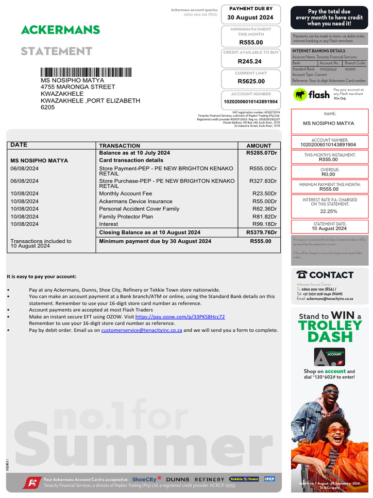 Statement | PDF | Credit Card | Debit Card