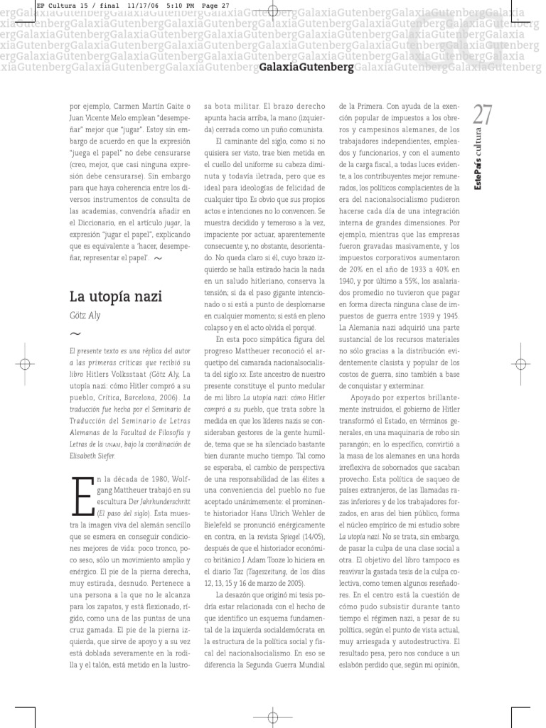 Gotz Aly - La Utopía Nazi | PDF | Alemania nazi | nazismo