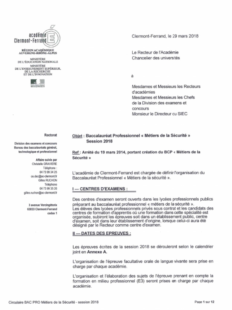 Circulaire BCP Ms 2018 | PDF