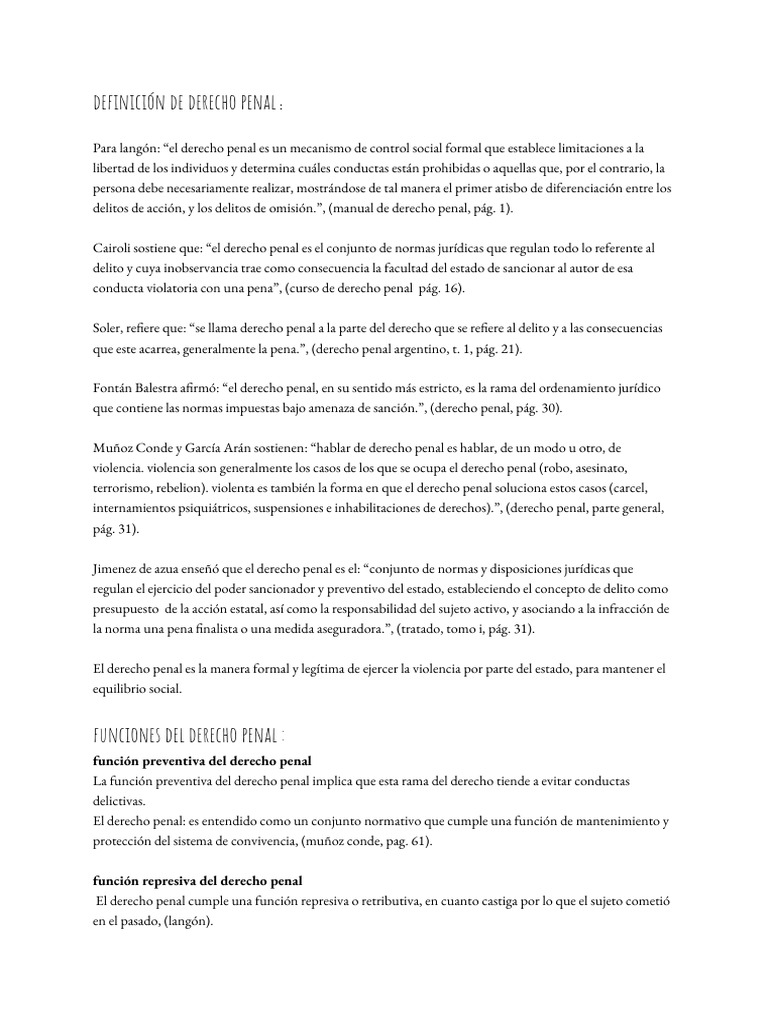 Derecho Penal 1 | PDF | Derecho penal | Castigos