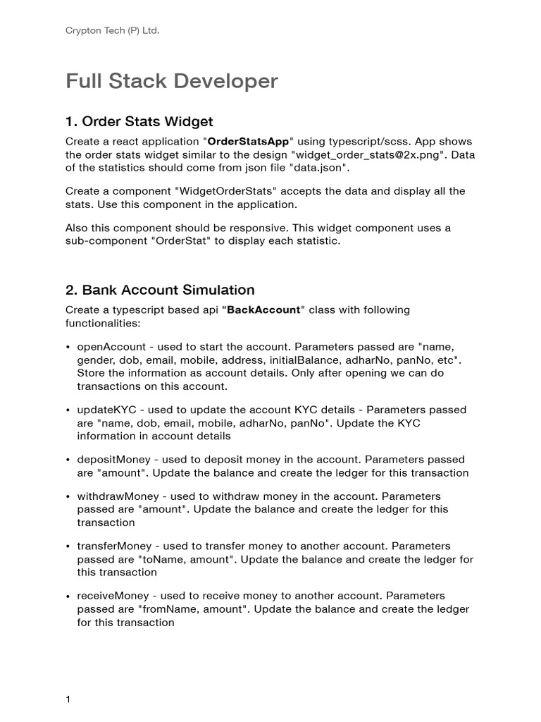 Full Stack Developer v1 | PDF | Application Software | Computing