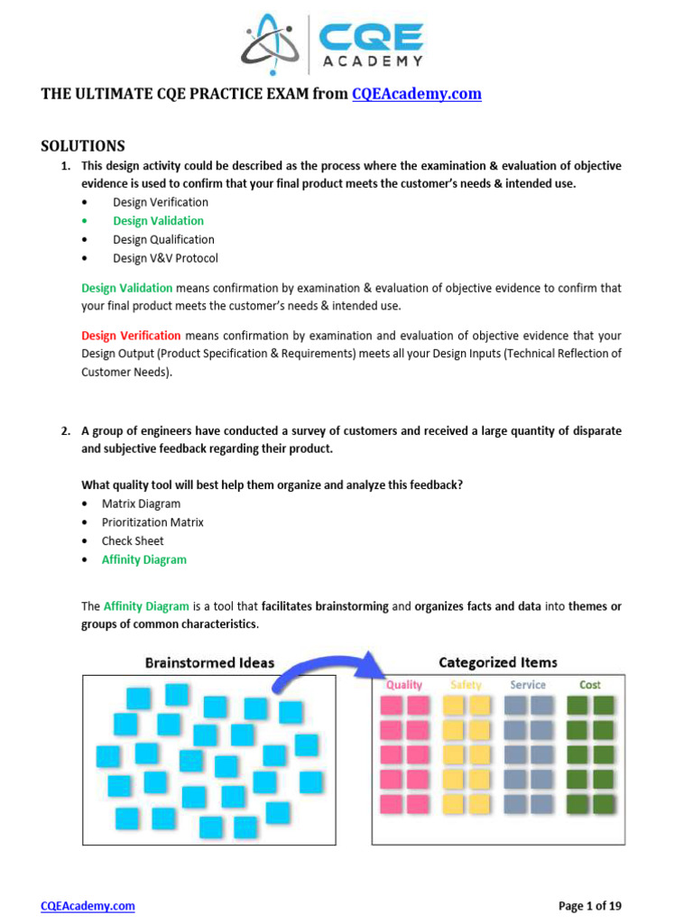 The Ultimate CQE Practice Exam and Solutions B | PDF | Risk ...