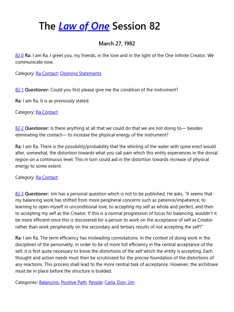 The Law of One Session 82 | PDF | Galaxy | Mind