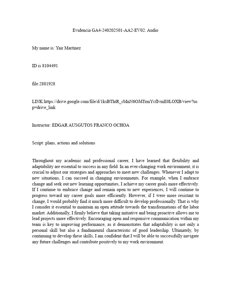Evidencia GA4-240202501-AA2-EV02. Audio | PDF