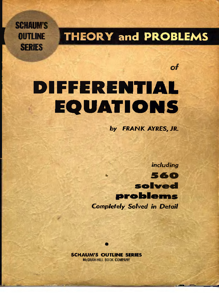 Schaums Outline Ayers F. Theory and Problems of Differential Equations ...