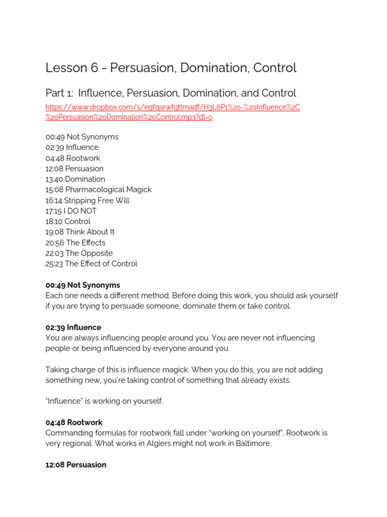Hekate 3 Module 6 STUDY GUIDE Persuasion, Domination, Control | PDF ...